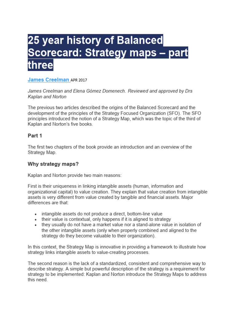 25 Year History of Balanced Scorecard | PDF | Strategic Management ...