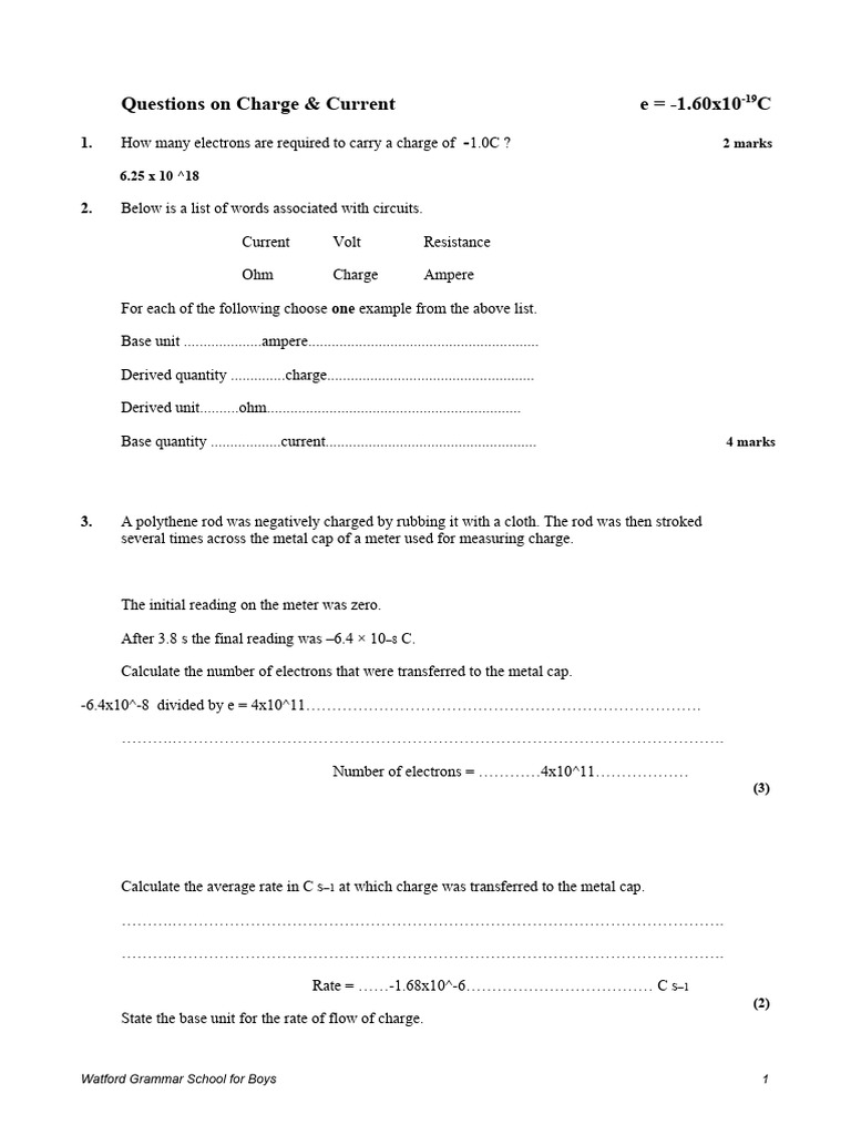 Charge and Current New | PDF | Electric Current | Physical Quantities