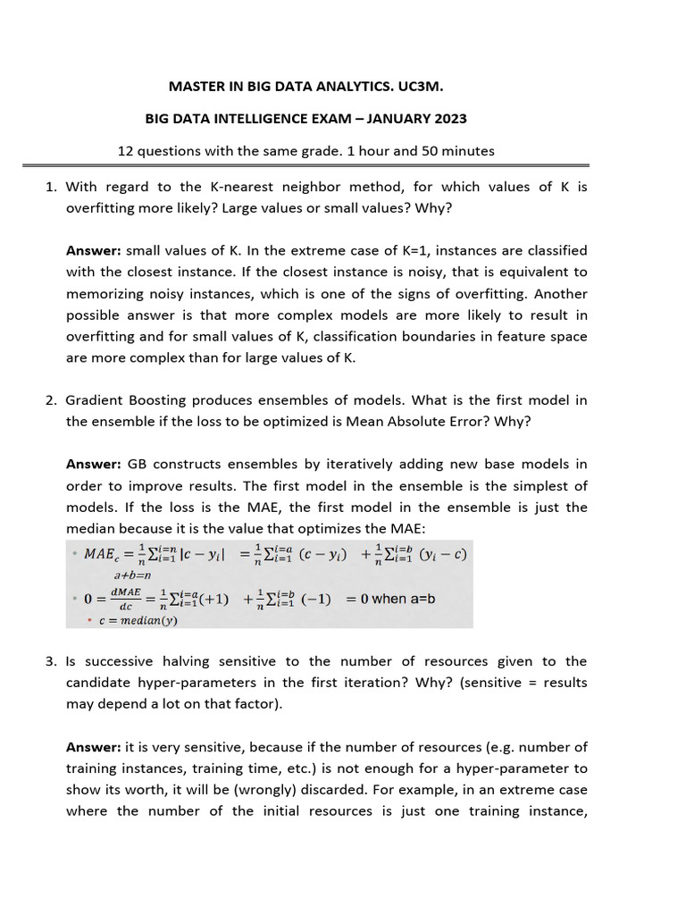examBD2223 January Solutions | PDF | Categorical Variable | Machine Learning
