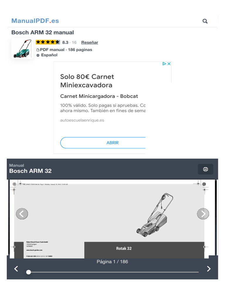 Manual del Cortacésped Bosch ARM 32 | PDF | Cortacésped | Factores ...