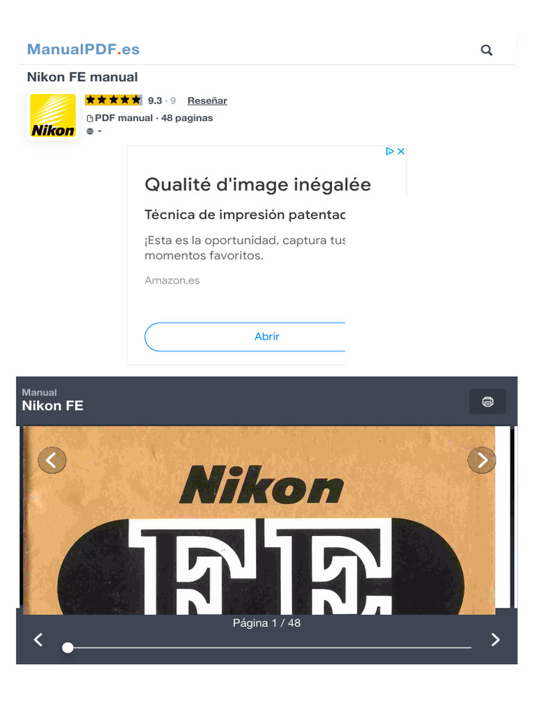 HTTPS:/WWW Manualpdf Es/nikon/fe/manual | PDF | Cámara | Exposición ...