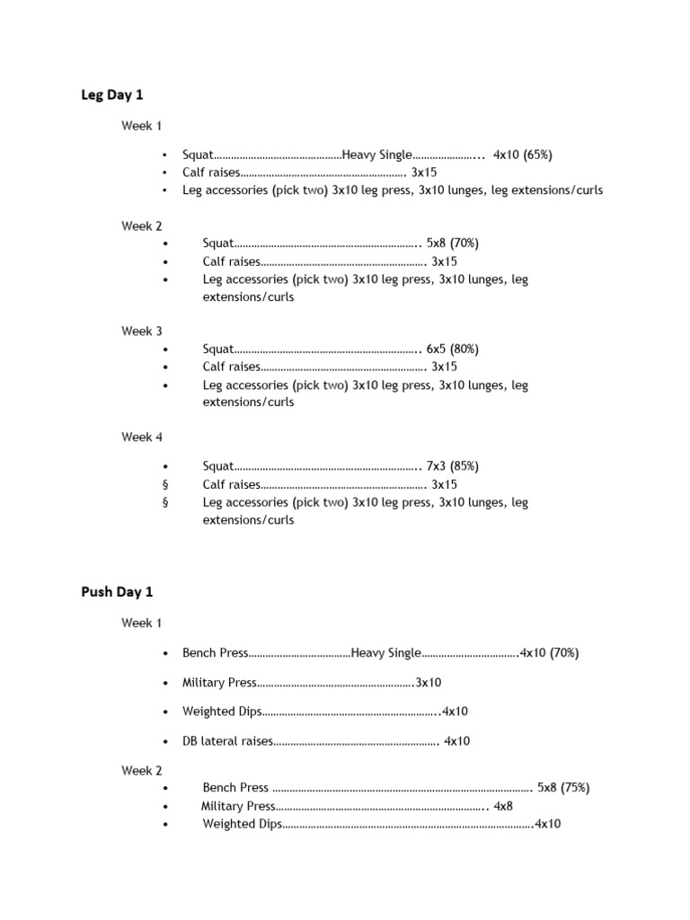 Push - Pull - Legs Split | PDF | Weight | Management Of Obesity