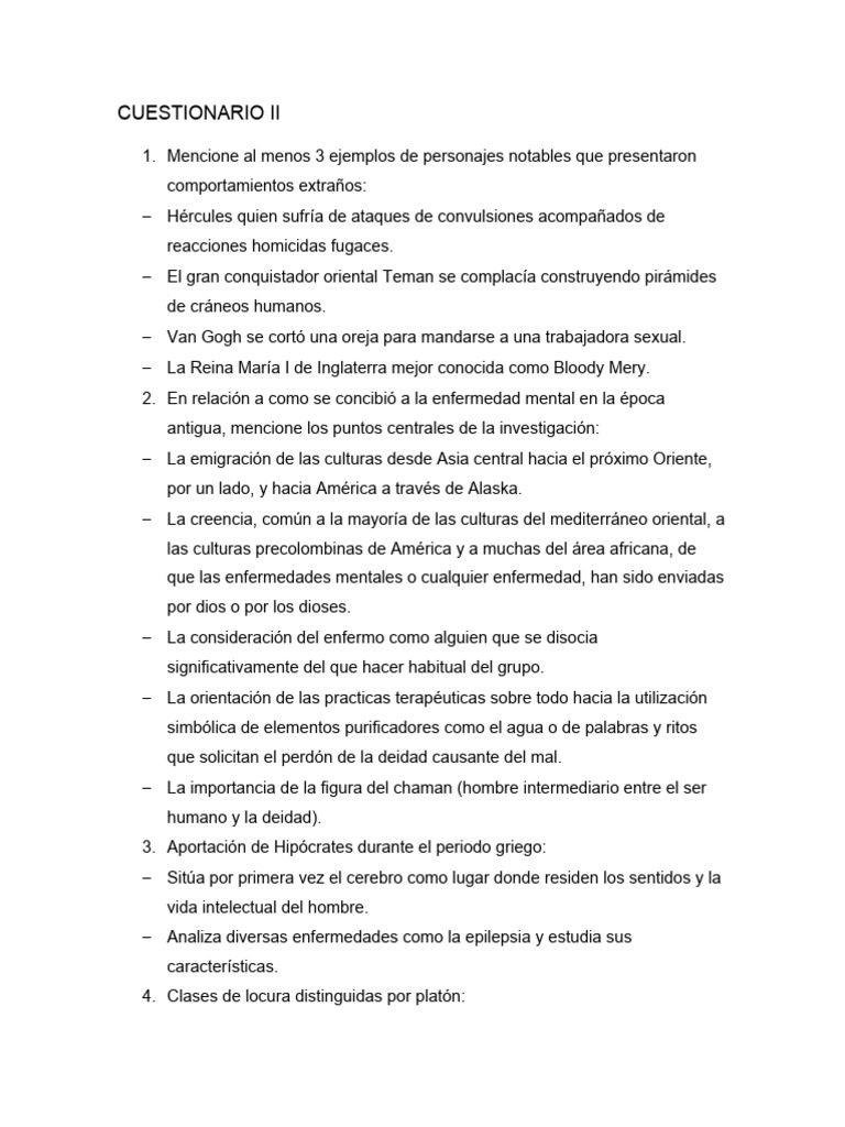 Cuestionario Ii | PDF