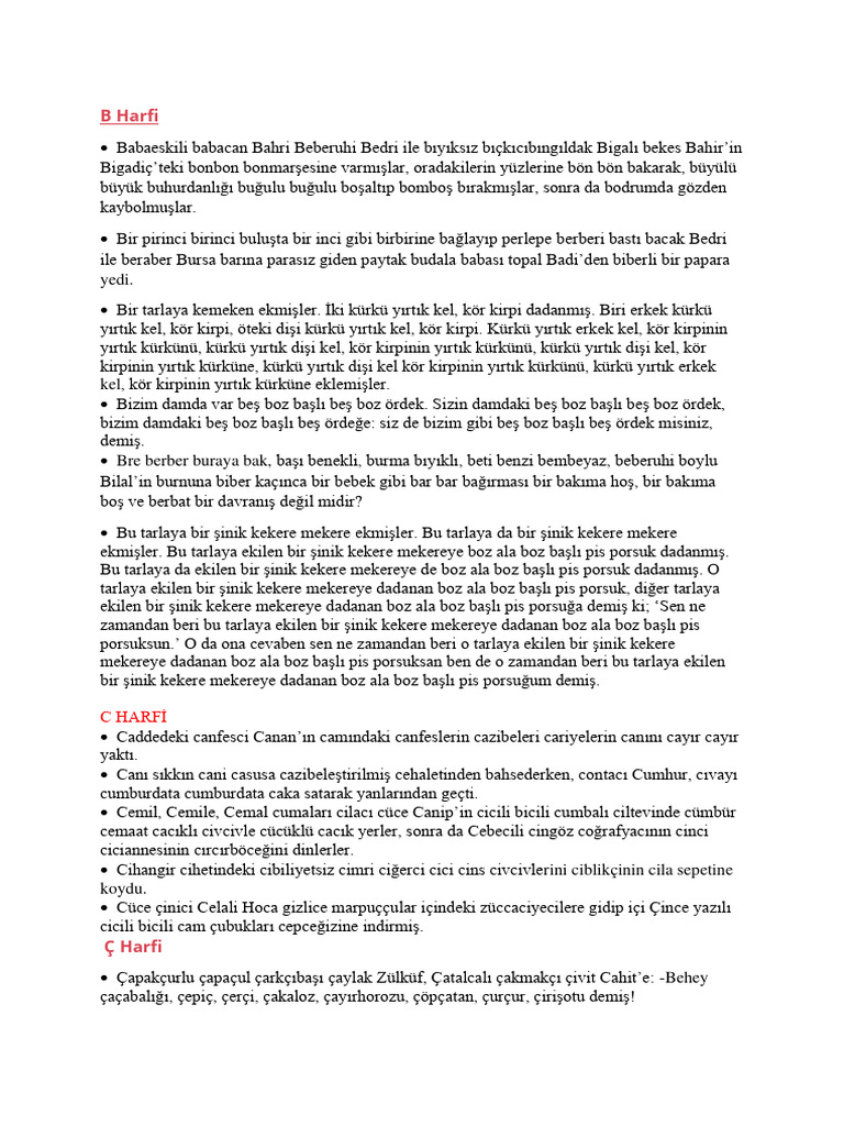 Tekerlemeler Sesszi Harfler | PDF