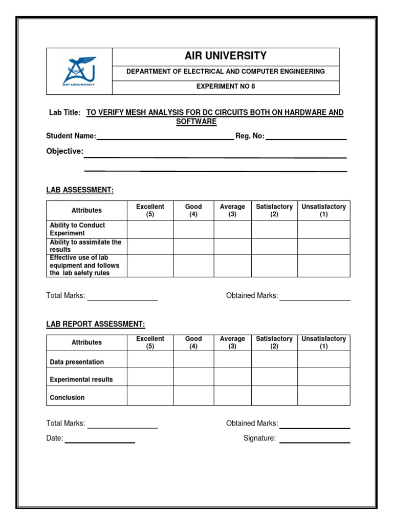 8-Lab 08 To Verify Mesh Analysis For DC Circuits Both On Hardware and ...