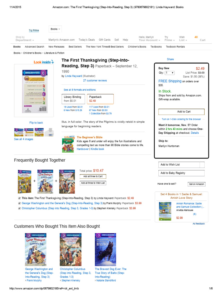 The First Thanksgiving (Step-Into-Reading, Step 3) (9780679802181 ...