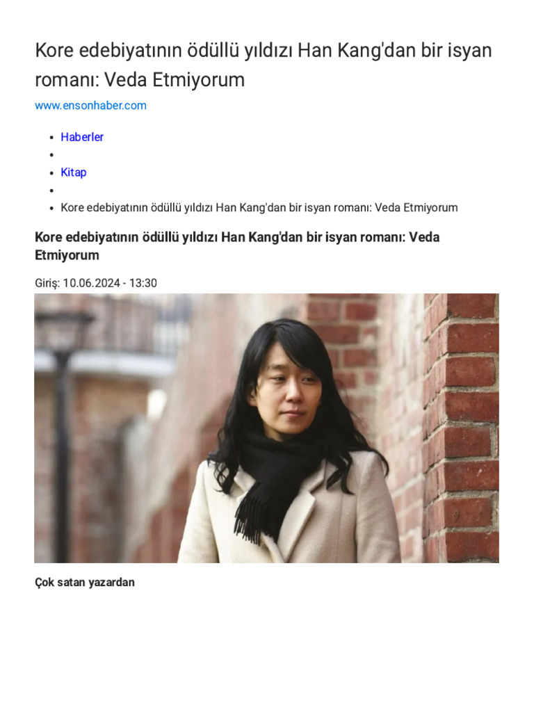 Kore Edebiyatının Ödüllü Yıldızı Han Kang'dan Bir Isyan Romanı - Veda Etiyorum | PDF