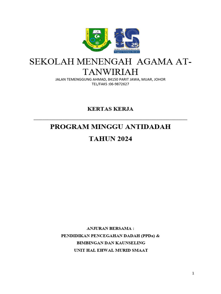 MINGGU ANTI DADAH 2024 | PDF