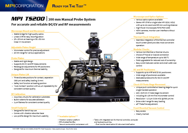 MPI TS200 Probe System Overview | PDF | Manufactured Goods | Equipment