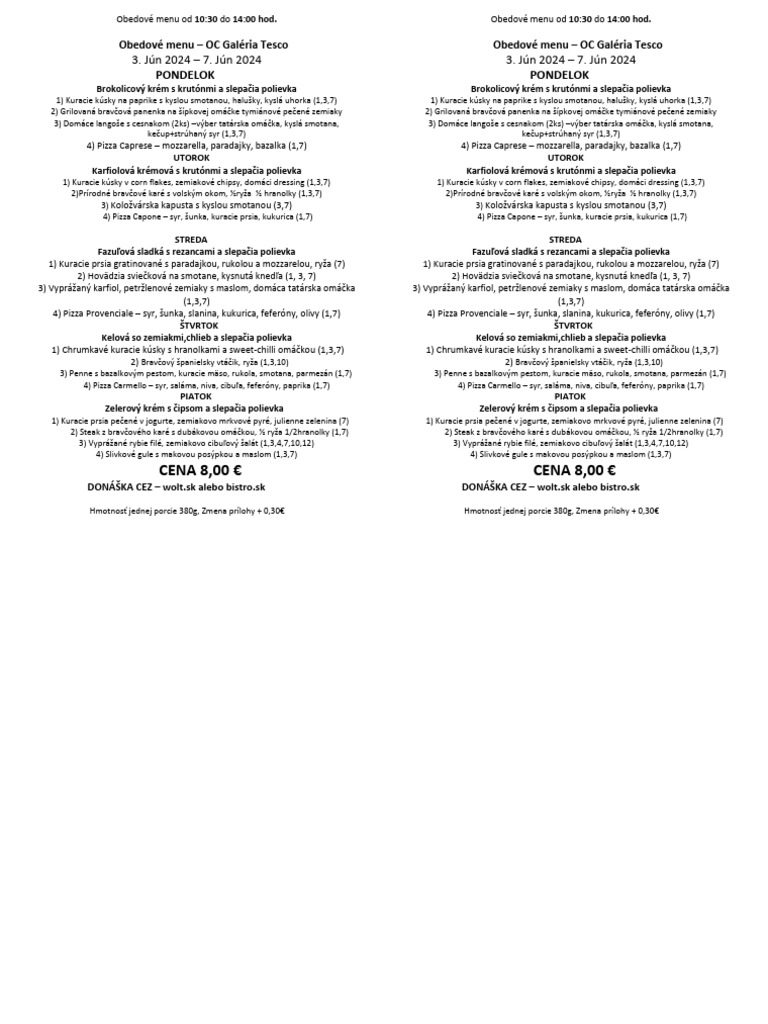Menu Tesco | PDF