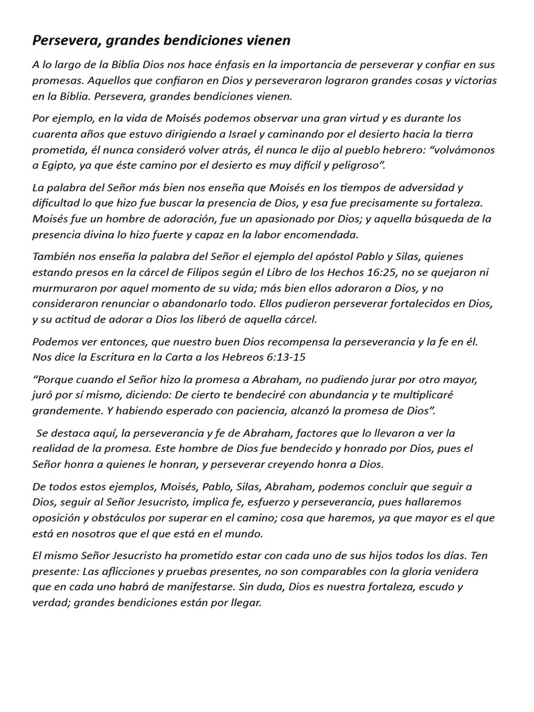 Persevera | PDF | Moisés | Dios