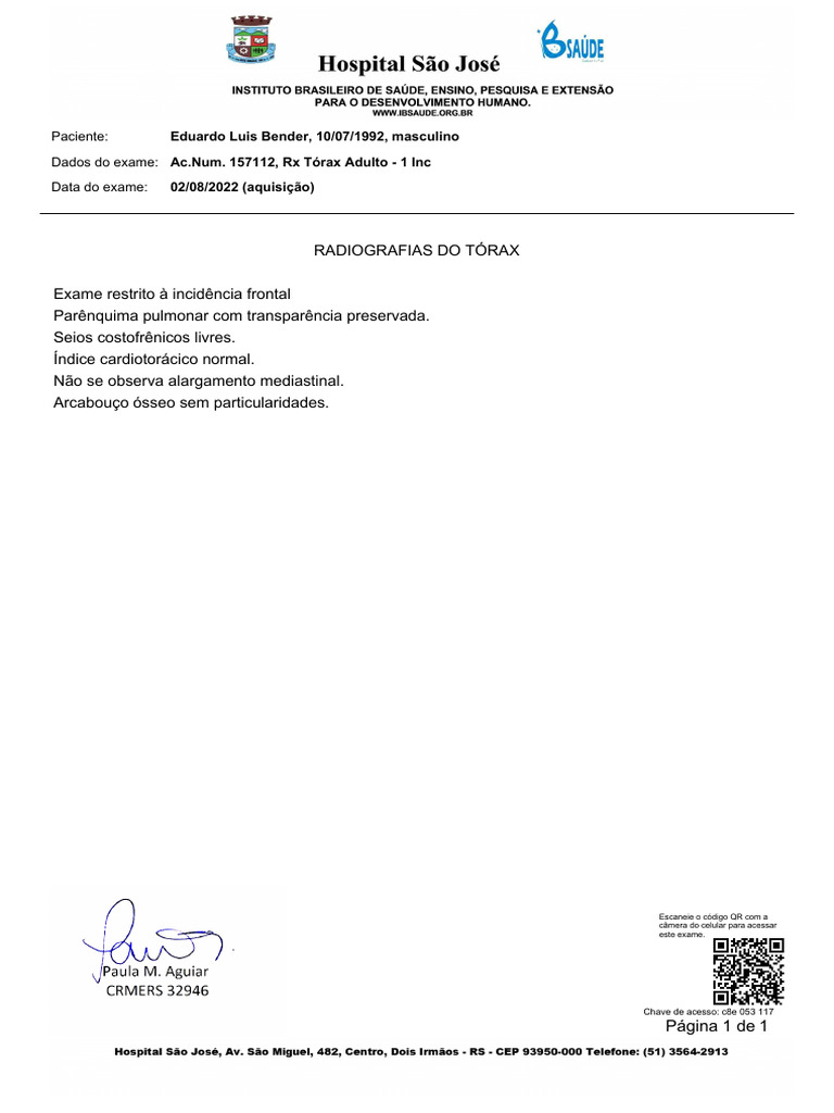 Laudo Raio X OIT - Eduardo Luis Bender | PDF