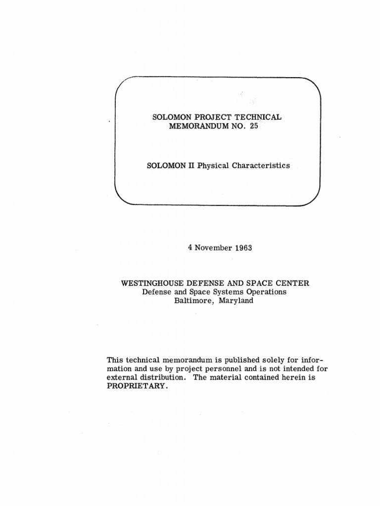 15090B Solomon Project Technical Memorandum 25 SOLOMON II Physical ...
