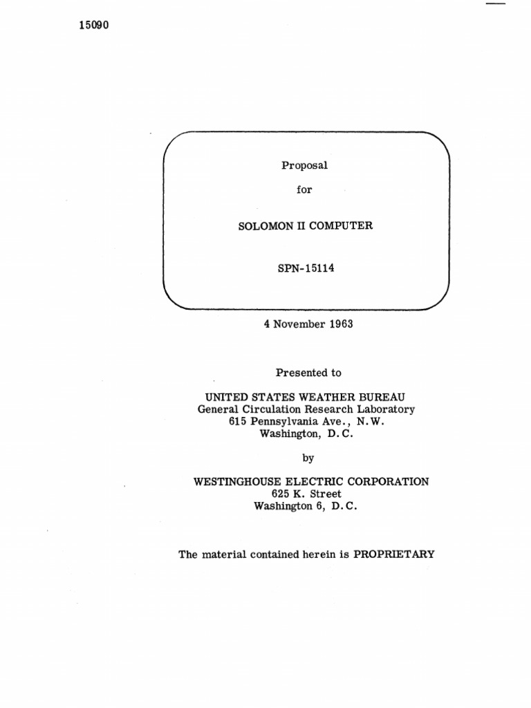 Proposal For SOLOMON II Computer SPN-15114 Nov63 | PDF | Computer Data ...