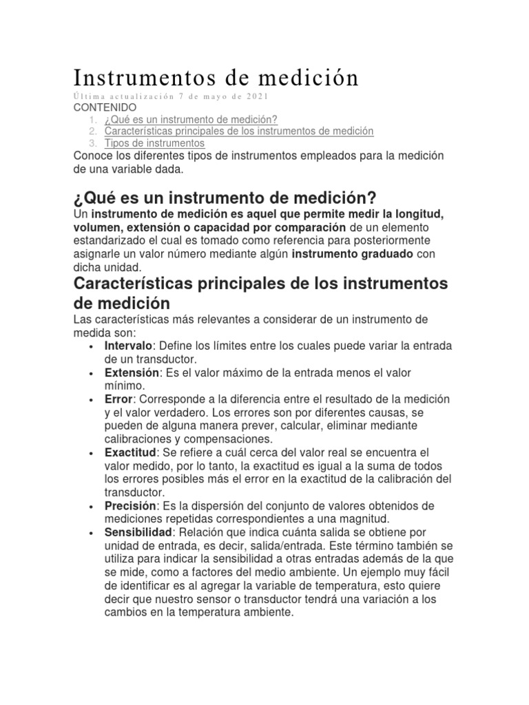 Instrumentos de Medición | PDF | Medición | Sensor