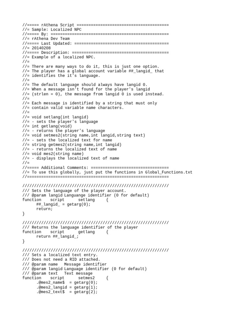 Localized NPC Script for rAthena | PDF | Computer Programming ...