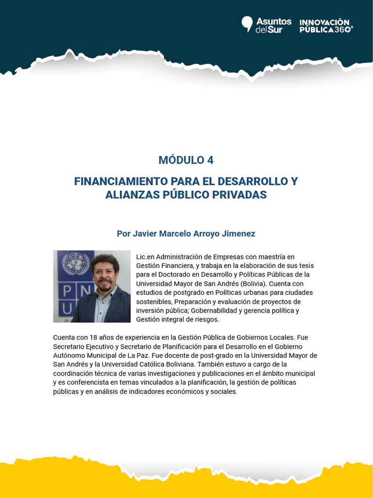 Módulo 4 FINANCIAMIENTO PARA EL DESARROLLO Y ALIANZAS PÚBLICO PRIVADAS ...
