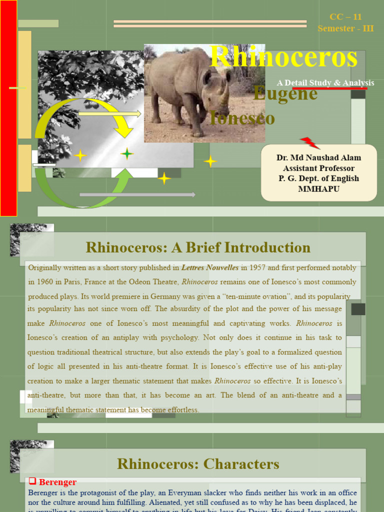 Rhinoceros A Detail Study & Analysis | PDF