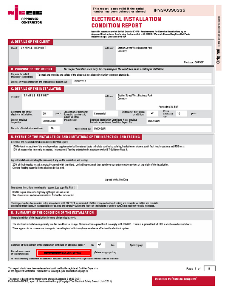 23814262 635908788649615181 Eicr Sample Download Free Pdf