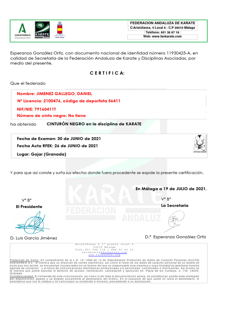 Certificado - JIMENEZ GALLEGO, DANIEL | PDF