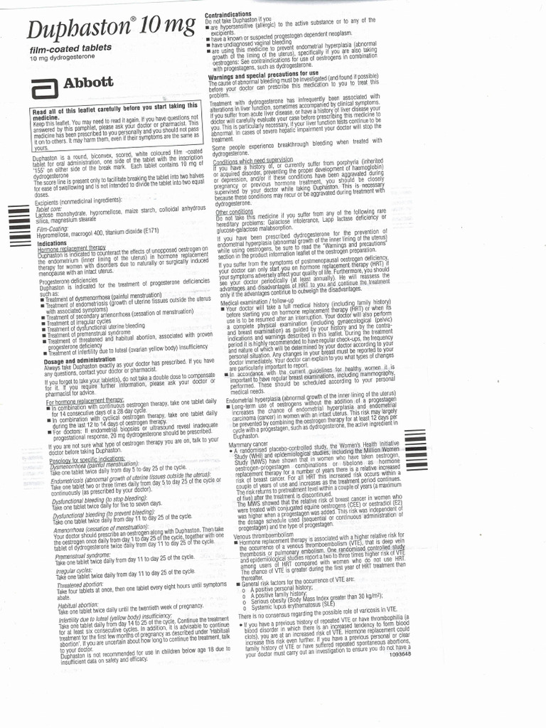 Dydrogesterone Prescribing Information | PDF