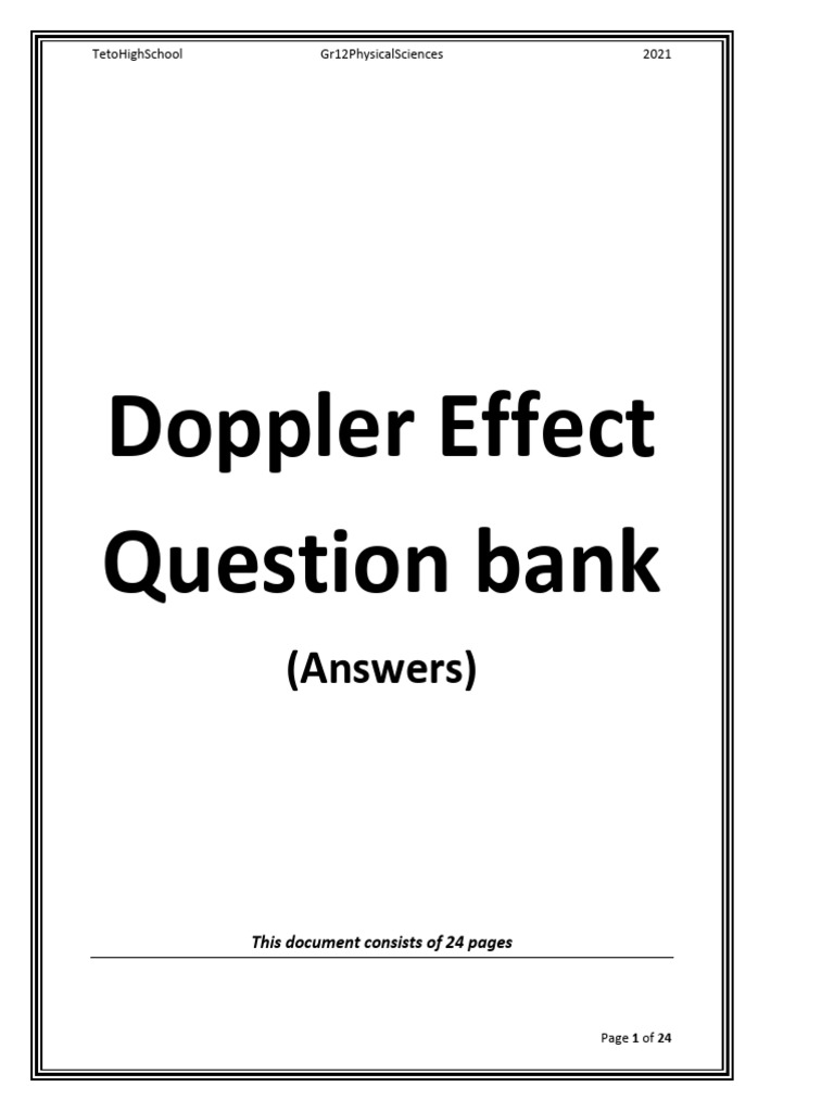 Doppler Effect Question Bank (Answers) - 220428 - 144627 | PDF