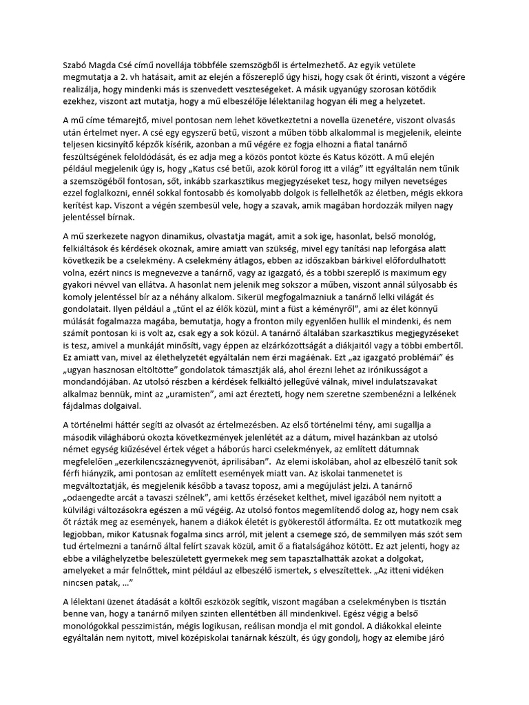 Szabó Magda Csé | PDF