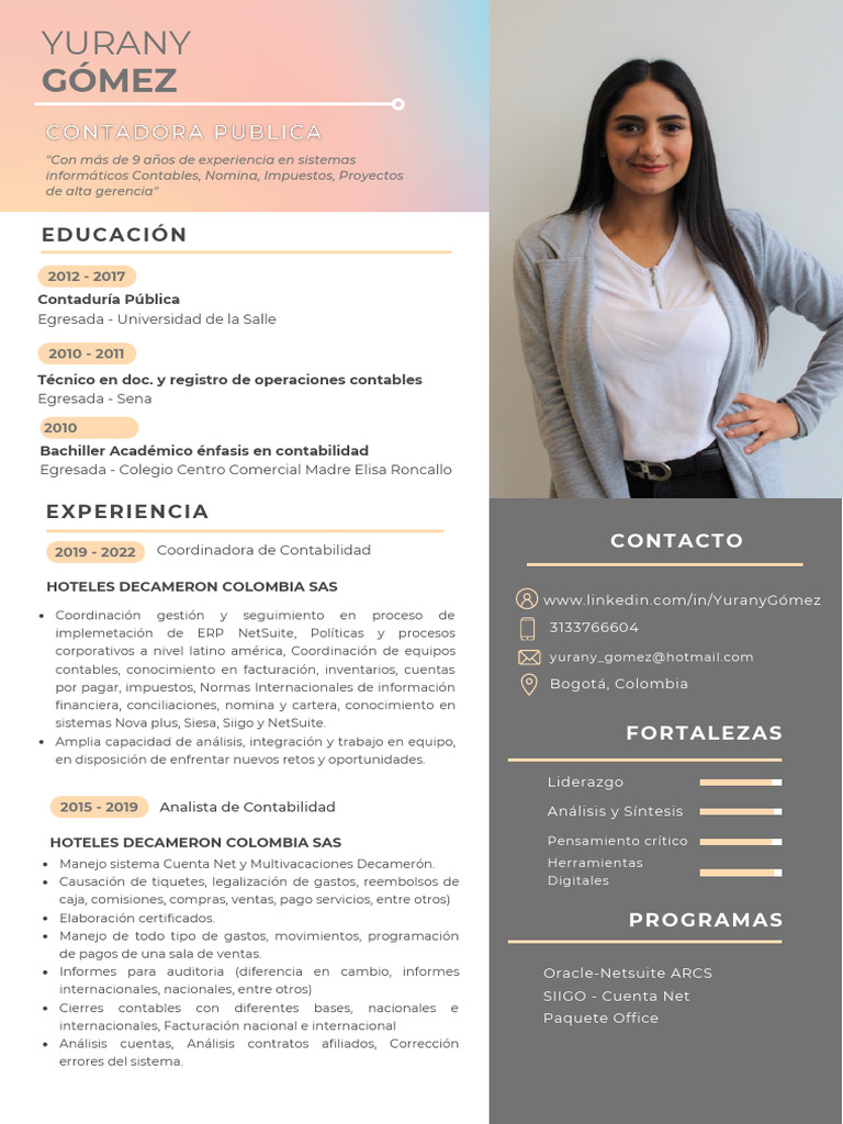 Curriculum Yurany Gómez 15-11 | PDF | Contabilidad | Contador