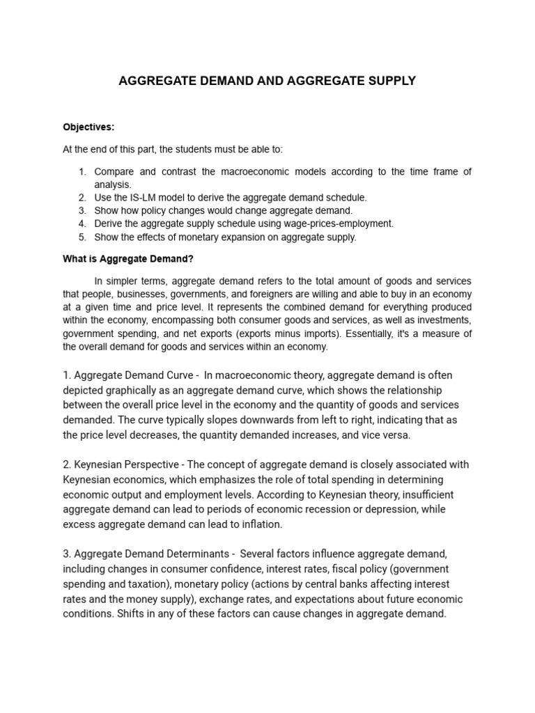 Understanding Aggregate Demand & Supply | PDF | Aggregate Demand | Economics