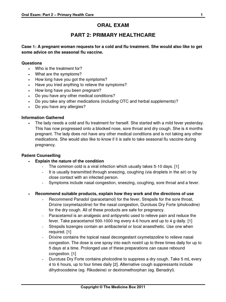 Oral Exam-Oral 2 Primary Healthcare | PDF | Urinary Tract Infection ...