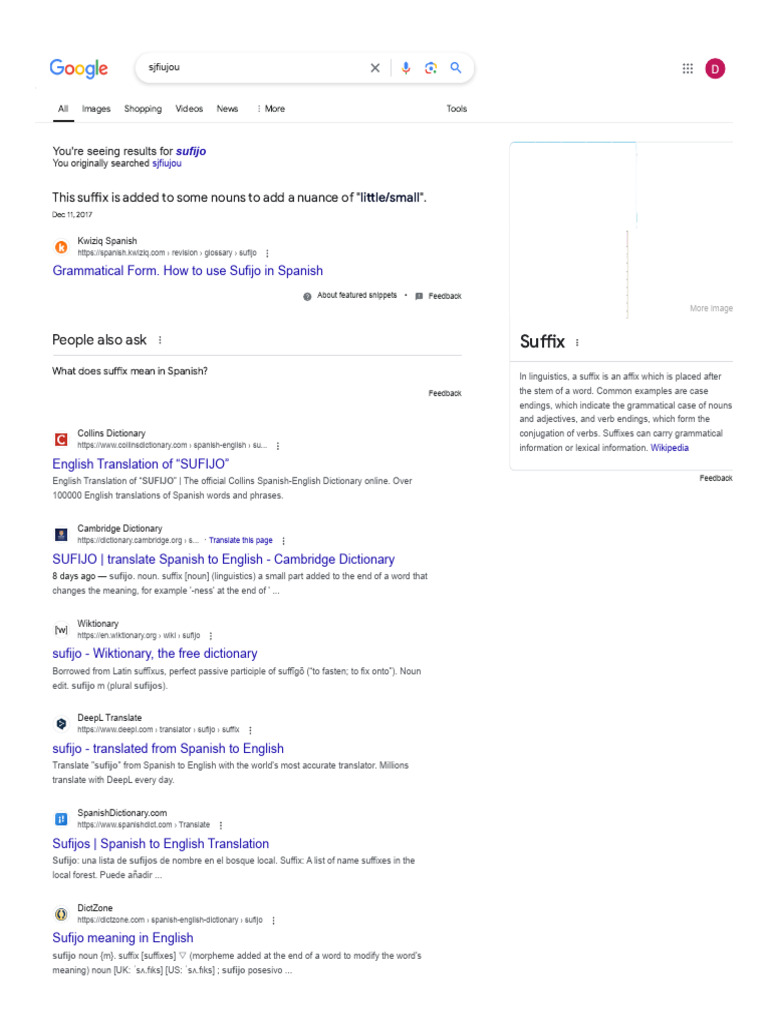 Understanding the Spanish Suffix "Sufijo" | PDF | English Language | Noun