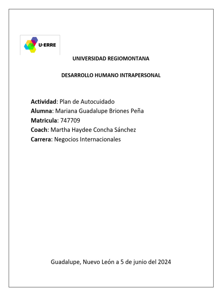 Plan de Autocuidado (2) | Descargar gratis PDF | Dormir