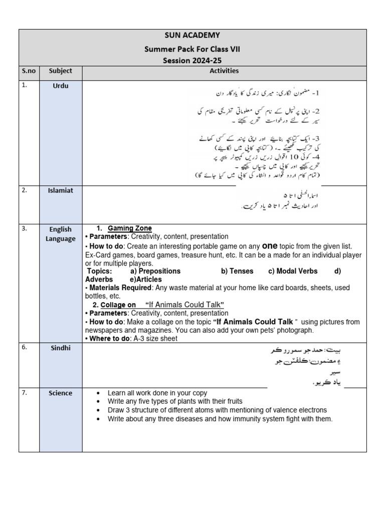 Summer V 7th | PDF | English Language | Verb