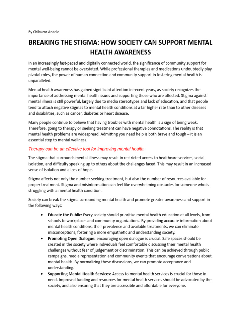 Breaking The Stigma | PDF | Mental Disorder | Mental Health