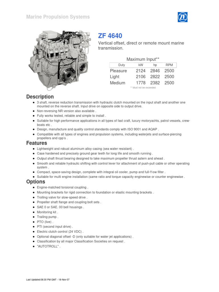 ZF 4640 | PDF | Horsepower | Engines