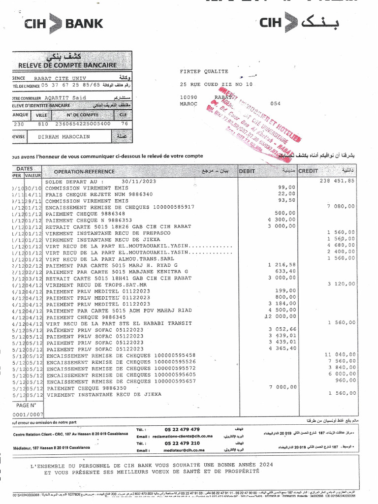 Relevé Bancaire 12-2023 | PDF