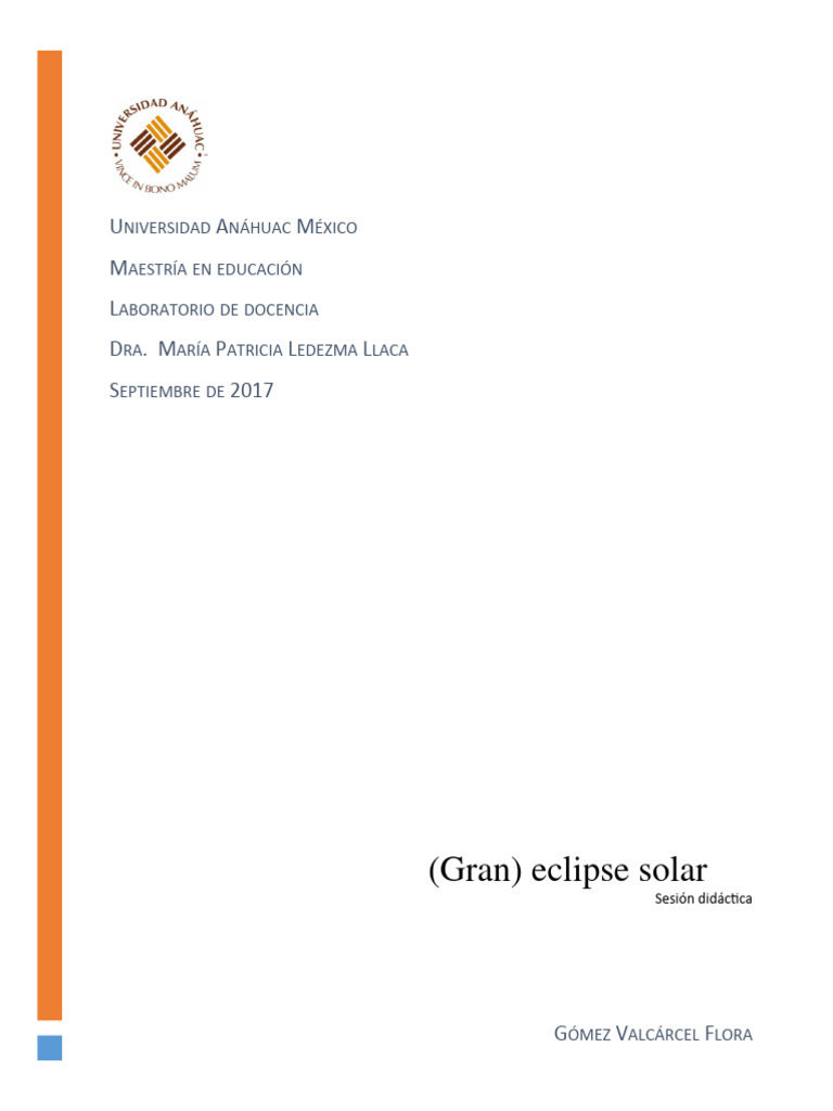 Eclipse Solar. Experiencia Didáctica | PDF | Enseñando | Eclipse