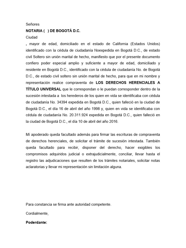 Poder Venta Derechos | PDF