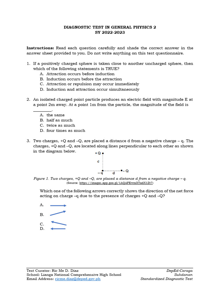 GP 2 Diagnostic Test TQ | PDF | Electrical Resistivity And Conductivity ...