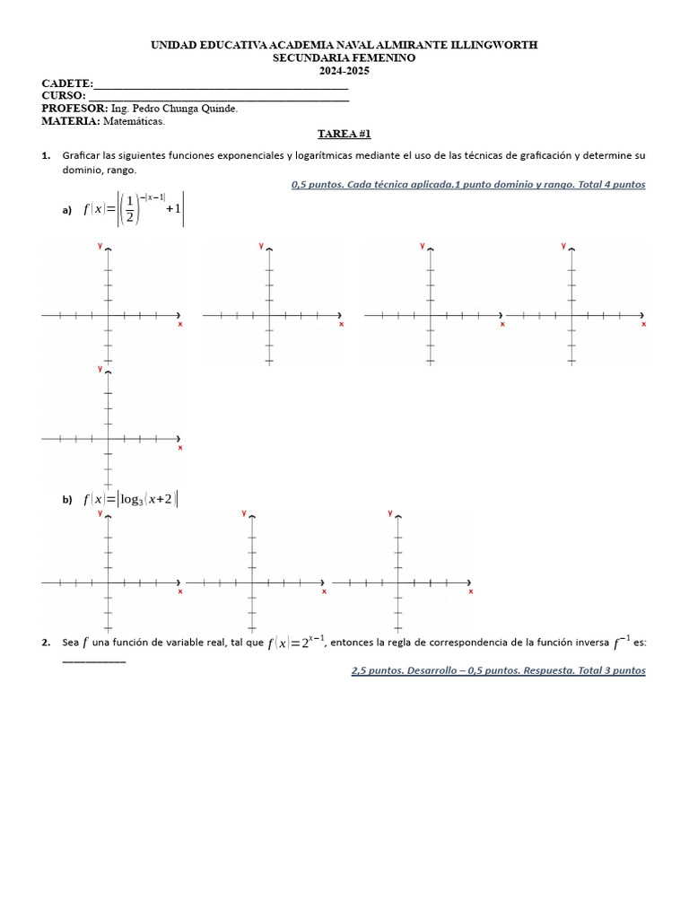 Tarea - 1 Graficas Exp-Log | PDF | Función (Matemáticas) | Matemáticas