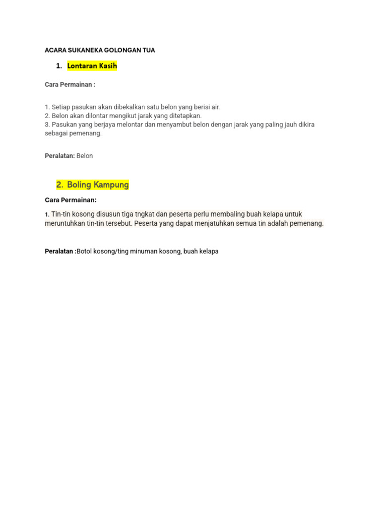 Acara Sukaneka Hari Keluarga | PDF