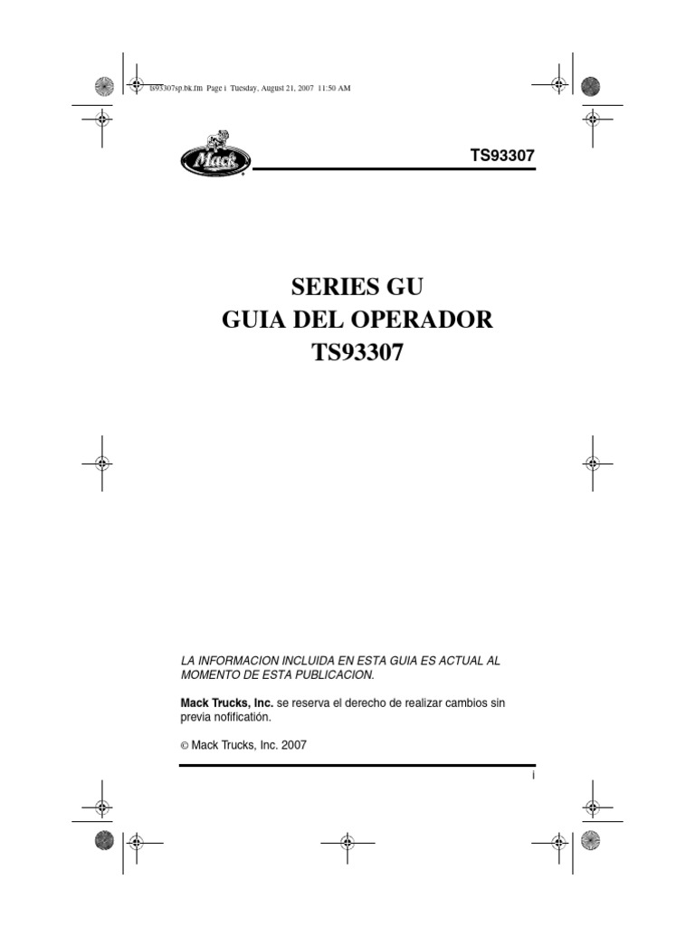 ts93307sp Manual Del Usuario GU | PDF | Camión | Motor diesel