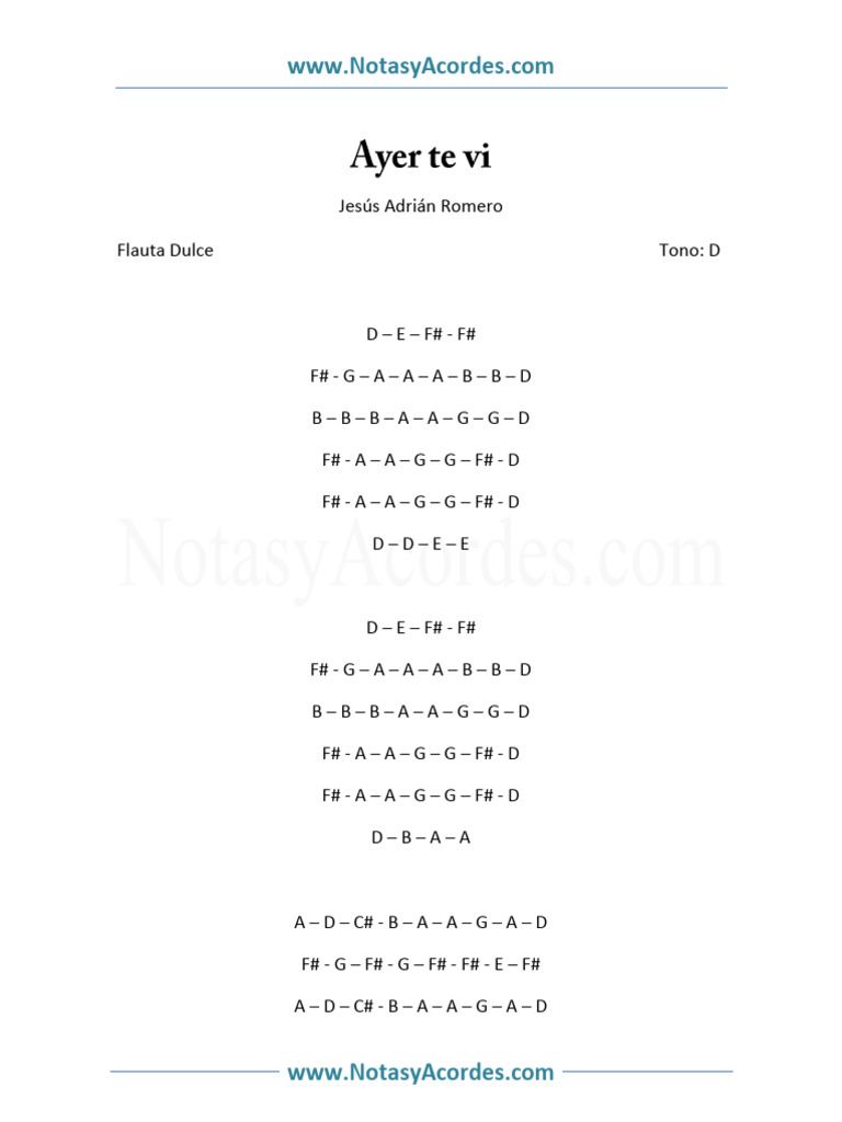 Ayer Te Vi en Flauta Jesus Adrian Romero | PDF