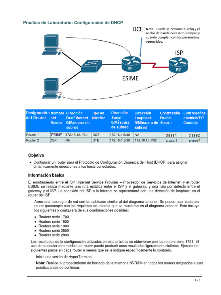 Práctica DHCP | PDF | Enrutador (Computación) | Dirección IP