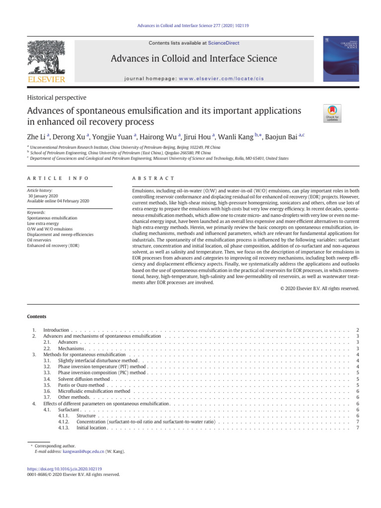 Advances in Colloid and Interface Science | PDF | Emulsion | Surfactant