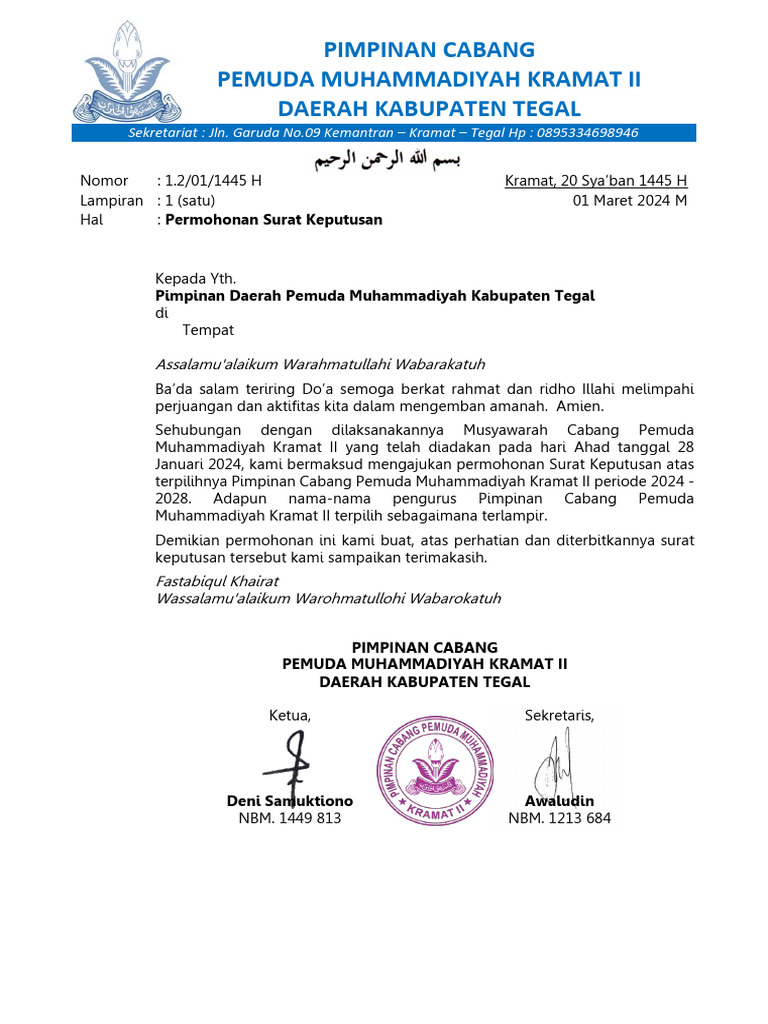 01 - Surat Permohonan Penerbitan SK PCPM KRAMAT II | PDF