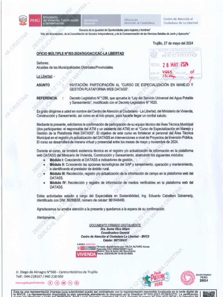 cargo oficio multiple N°003-2024 | PDF