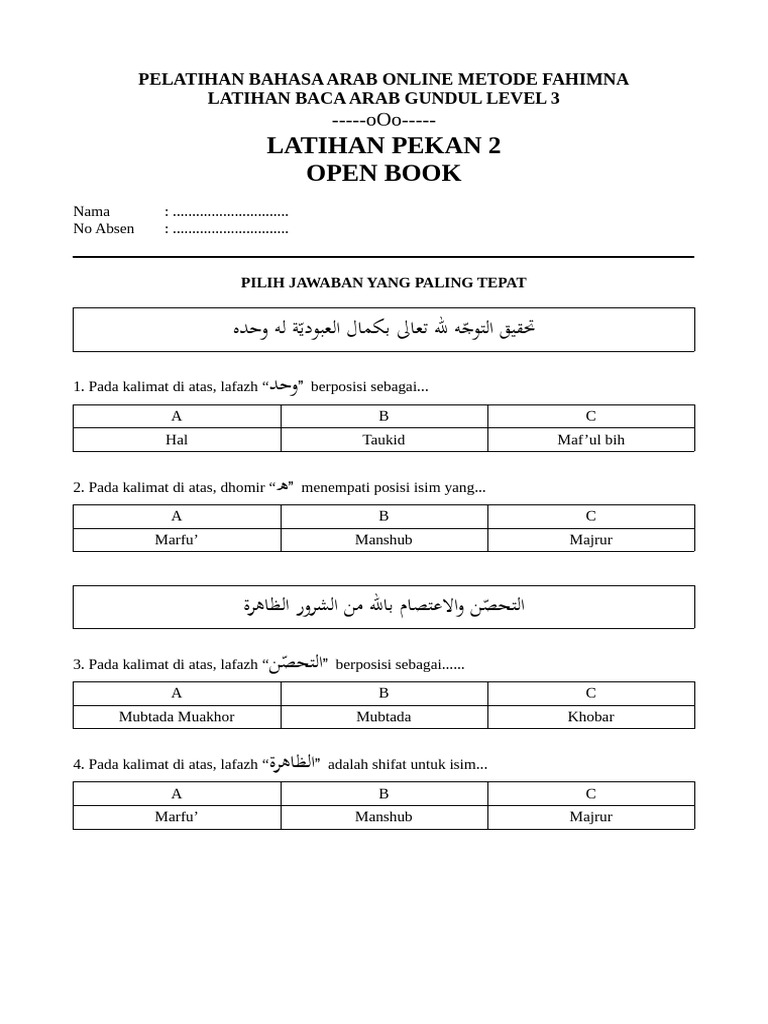 Arab Gundul P22 Soal | PDF