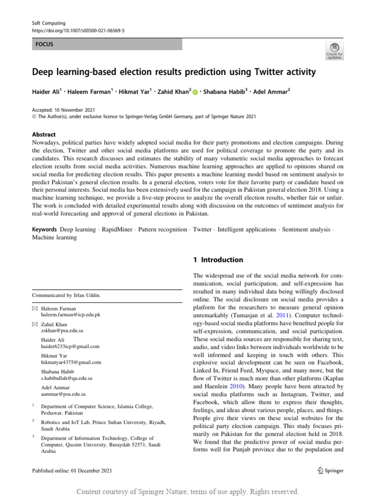 Deep Learning-Based Election Results Prediction Us | PDF | Artificial ...
