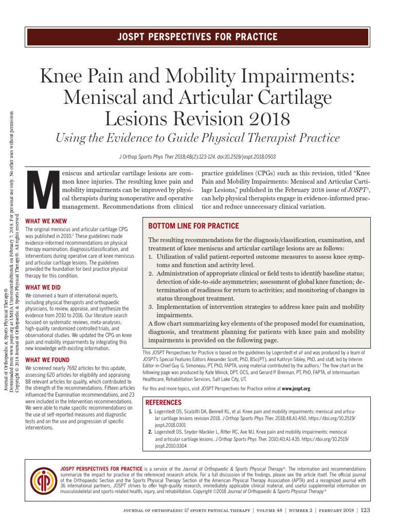 Knee Pain and Mobility Impairments Meniscal and Articular Cartil 2018 ...